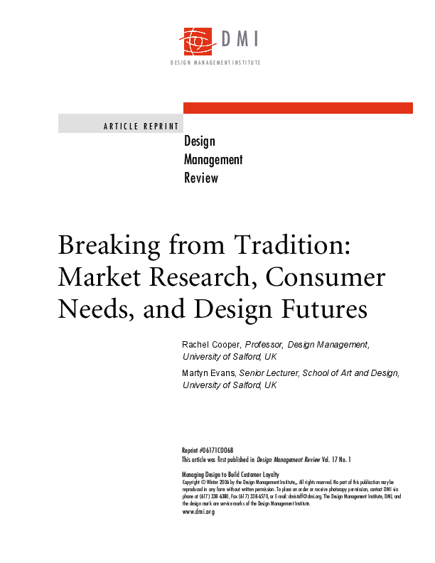 (PDF) Cooper, R & Evans, M (2006) Breaking From Tradition: Market ...