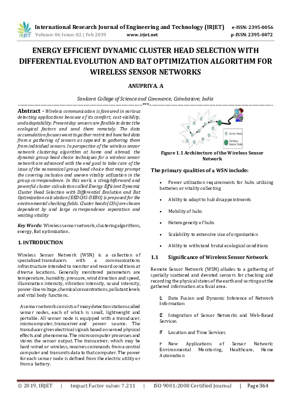 Pdf Irjet Energy Efficient Dynamic Cluster Head Selection With