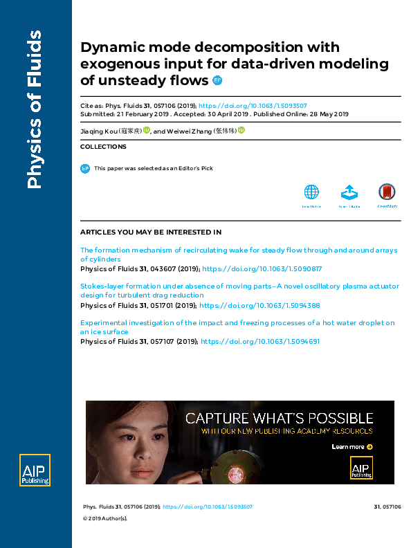 Pdf Dynamic Mode Decomposition With Exogenous Input For Data Driven