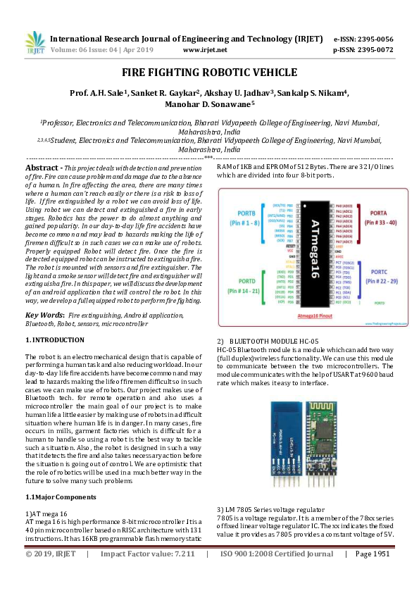 (PDF) IRJET- FIRE FIGHTING ROBOTIC VEHICLE | IRJET Journal - Academia.edu (PDF) IRJET- FIRE FIGHTING ROBOTIC VEHICLE | IRJET Journal - Academia.edu