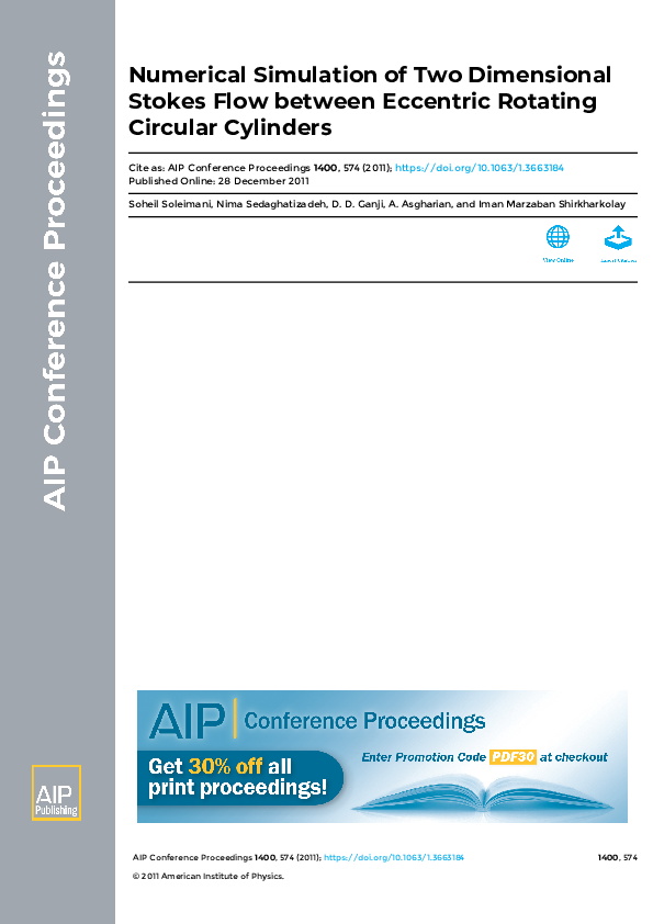 Pdf Numerical Simulation Of Two Dimensional Stokes Flow Between Eccentric Rotating Circular