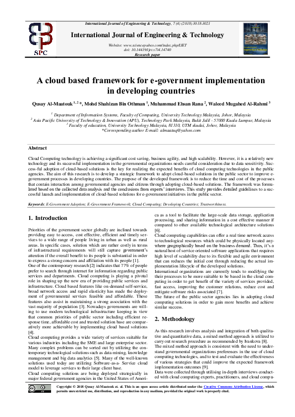 (PDF) A cloud based framework for e-government implementation in ...