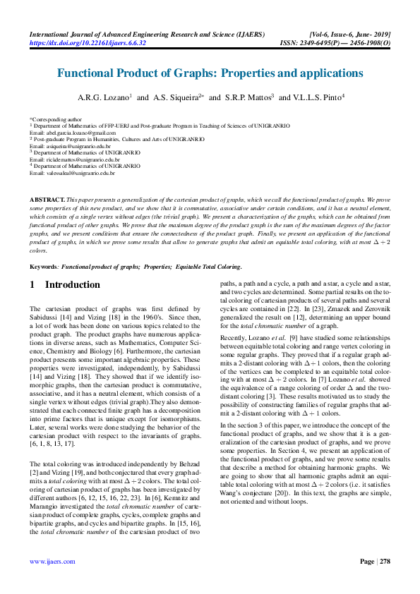 (PDF) Functional Product of Graphs: Properties and applications
