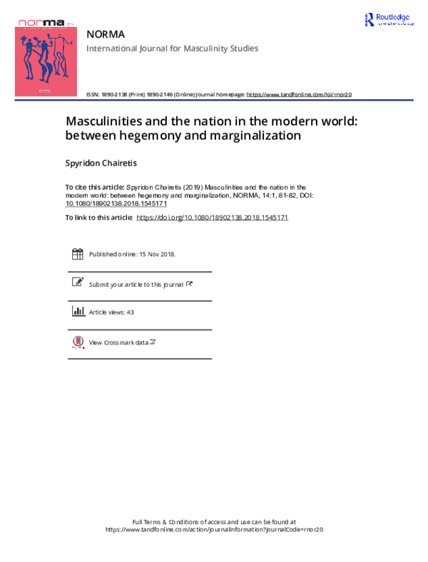 (PDF) Masculinities and the nation in the modern world: between ...