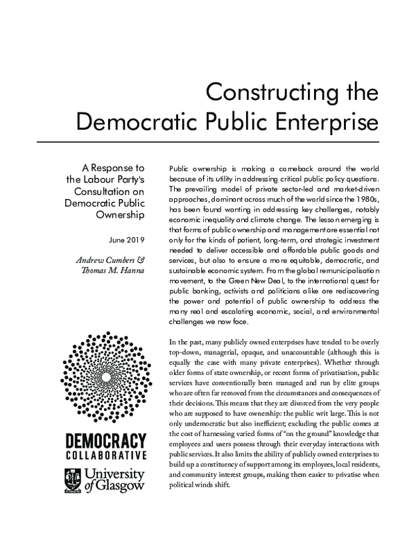 (PDF) Constructing the Democratic Public Enterprise