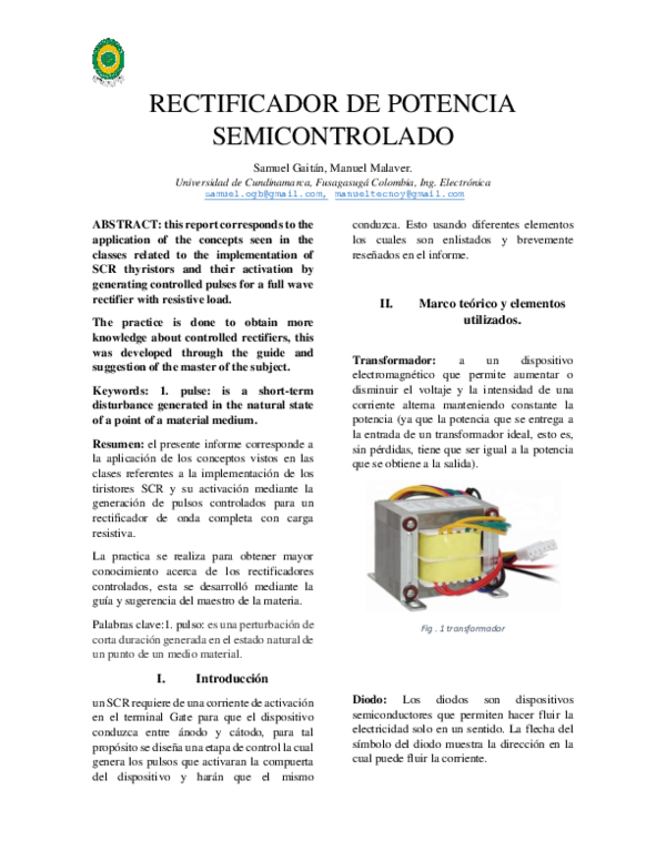 (PDF) RECTIFICADOR DE POTENCIA SEMICONTROLADO