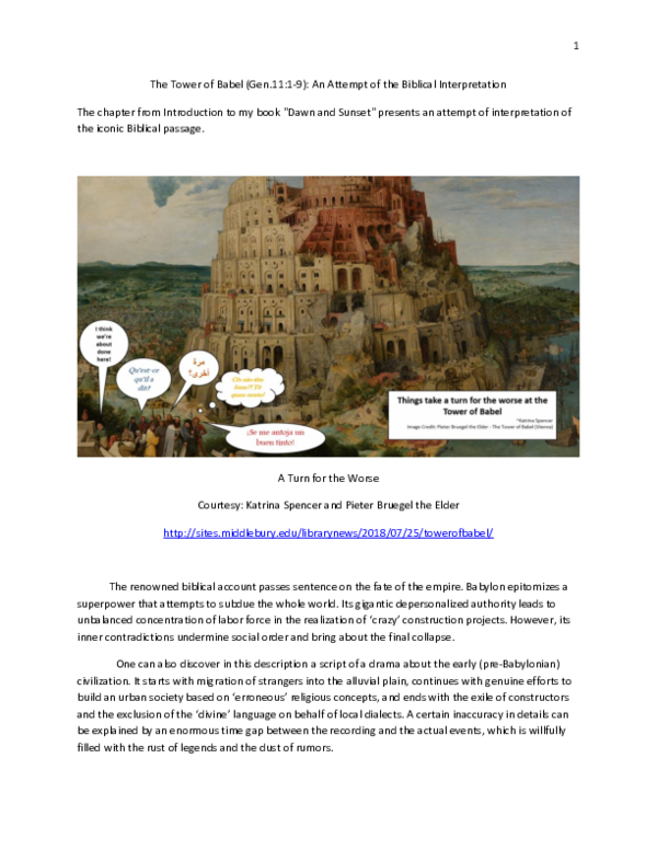 (DOC) The Tower of Babel