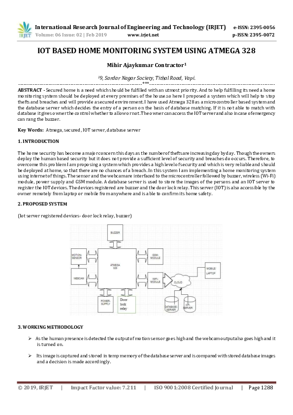 (PDF) IRJET- IOT BASED HOME MONITORING SYSTEM USING ATMEGA 328