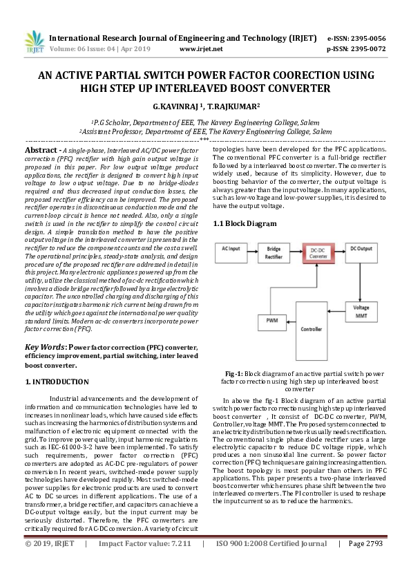 (PDF) AN ACTIVE PARTIAL SWITCH POWER FACTOR COORECTION USING HIGH STEP ...