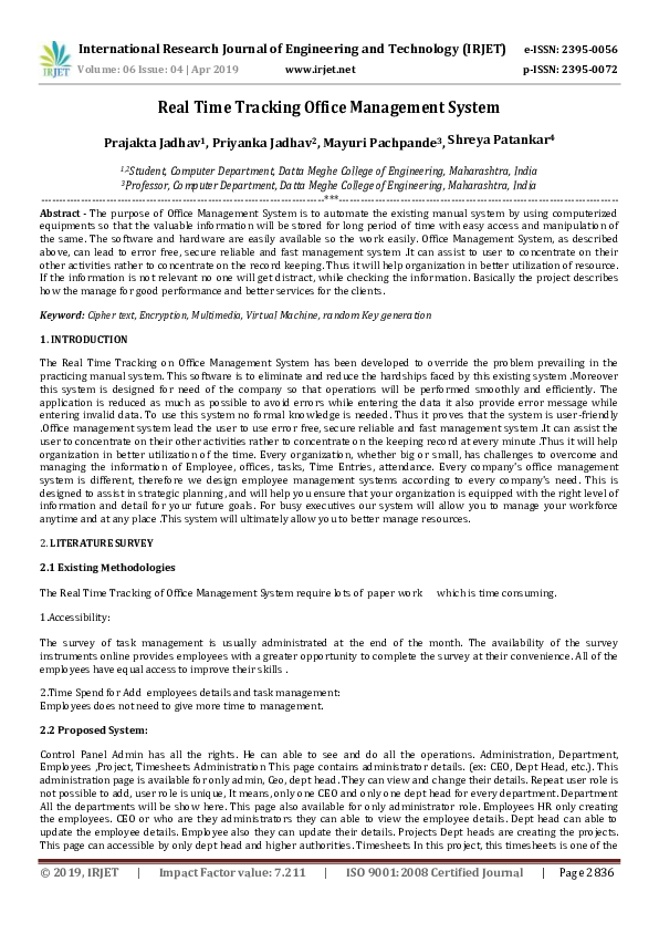 (PDF) Real Time Tracking Office Management System