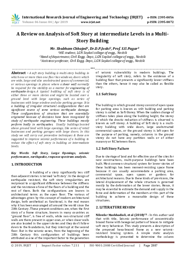 (PDF) A Review on Analysis of Soft Story at intermediate Levels in a ...