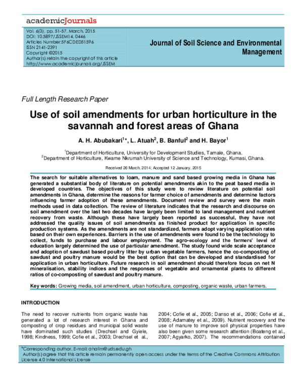 (PDF) Journal of Soil Science and Environmental Management Use of soil ...