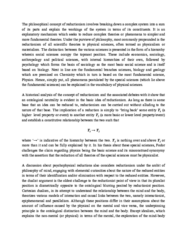 (PDF) Reductionism