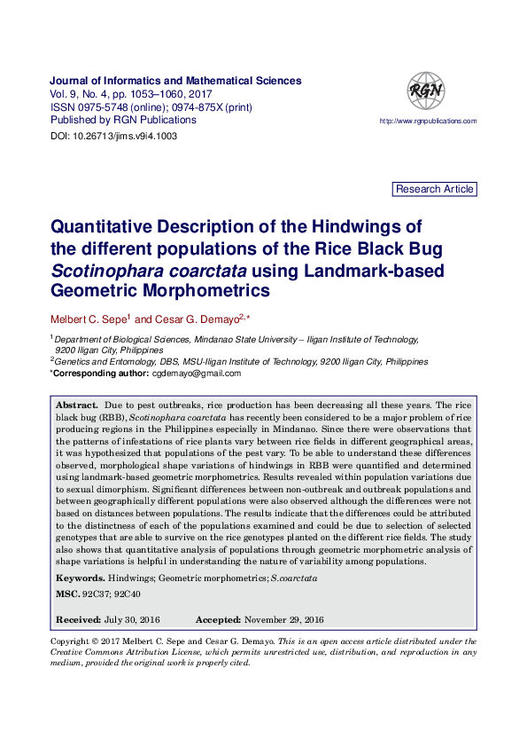 (PDF) Quantitative Description of the Hindwings of the different ...