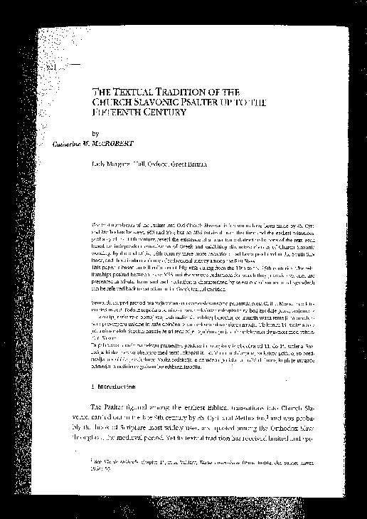 (PDF) The Textual Tradition of the Church Slavonic Psalter up to the ...