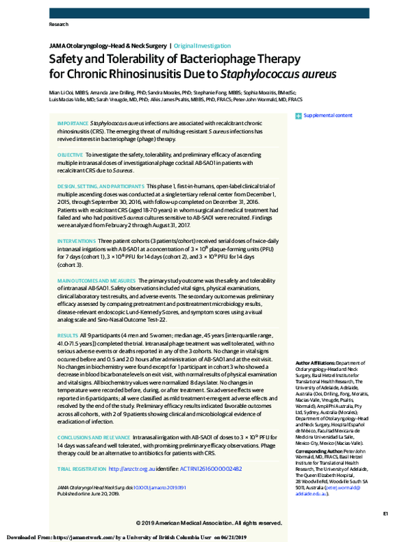 (PDF) Safety and Tolerability of Bacteriophage Therapy for Chronic ...