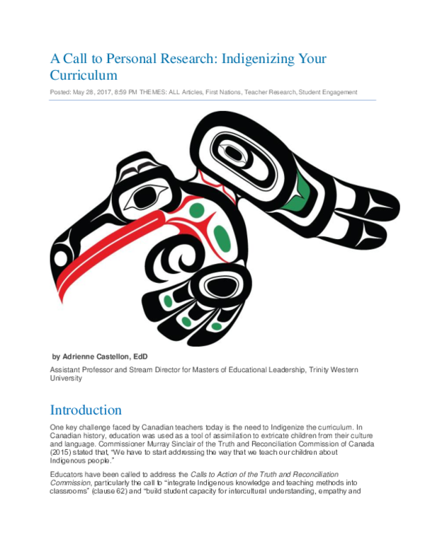 (PDF) A Call to Personal Research: Indigenizing Your Curriculum