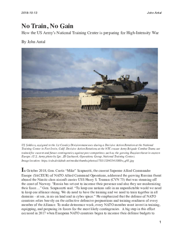 (PDF) National Training Center US Army - No Train, No Gain