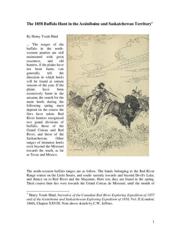 (PDF) The 1858 Buffalo Hunt in the Assiniboine and Saskatchewan Territory