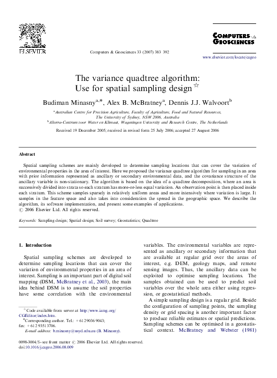 (PDF) The variance quadtree algorithm: Use for spatial sampling design