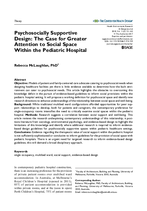 (PDF) Psychosocially Supportive Design: The Case for Greater Attention ...