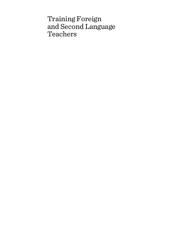 Pdf Training Foreign And Second Language Teachers