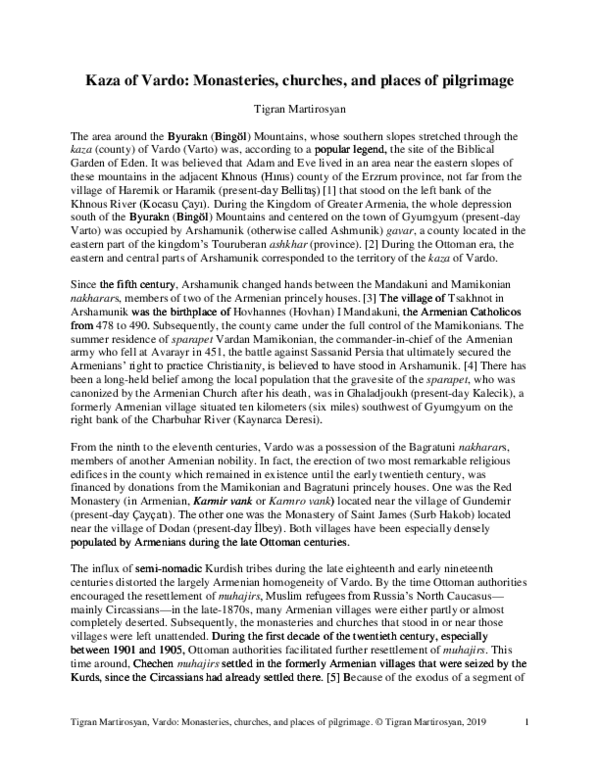 (DOC) Kaza of Vardo: Monasteries, churches, and places of pilgrimage