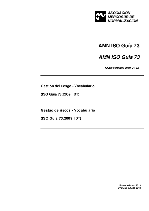 (PDF) ISO Guía 73:2009 VOCABULARIO GESTIÓN RIESGO VIGENTE