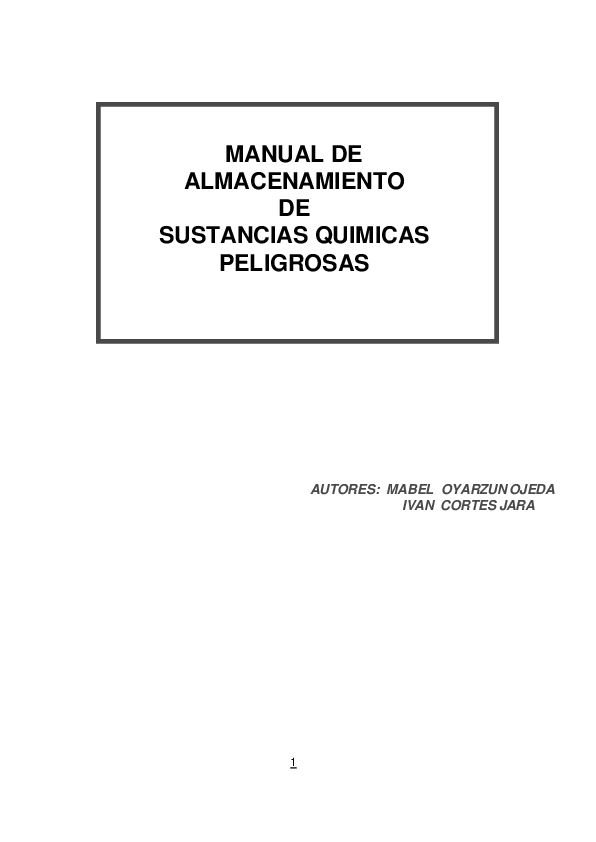 (PDF) MANUAL DE ALMACENAMIENTO DE SUSTANCIAS QUIMICAS PELIGROSAS