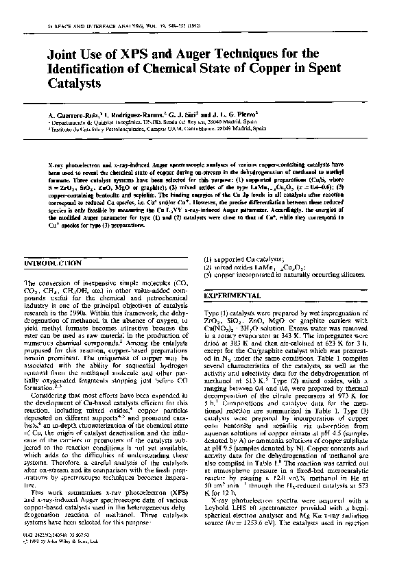 (PDF) Joint use of XPS and Auger techniques for the identification of ...