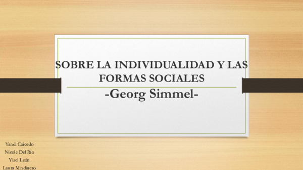 (PDF) SOBRE LA INDIVIDUALIDAD Y LAS FORMAS SOCIALES -Georg Simmel