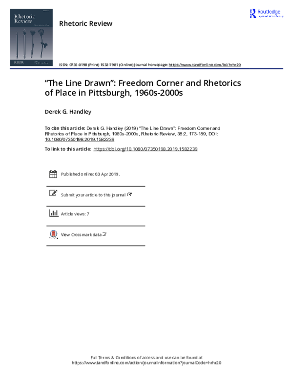 (PDF) "The Line Drawn": Freedom Corner and Rhetorics of Place in ...