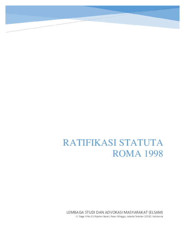 (PDF) Kajian Ratifikasi statuta roma 1998 ELSAM
