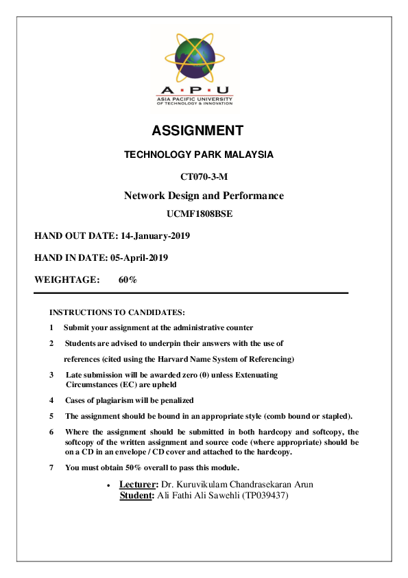(PDF) CT070-3-M Network Design and Performance