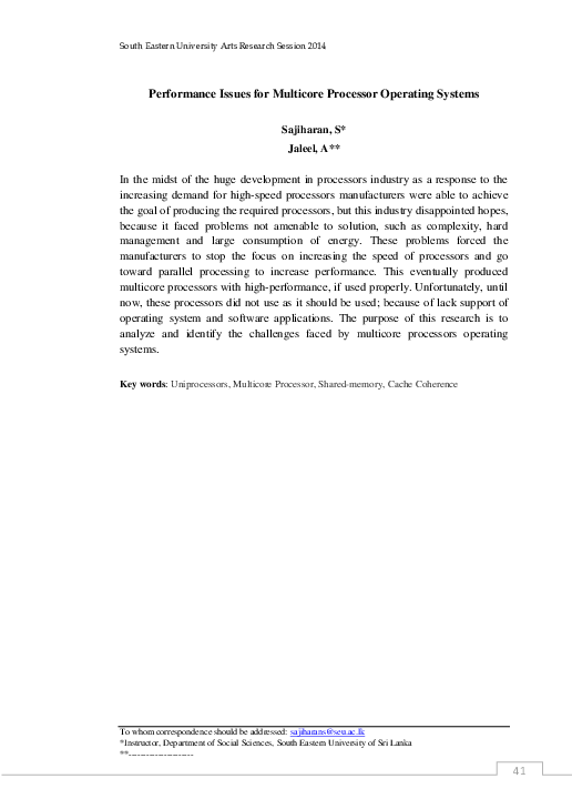 Pdf Performance Issues For Multicore Processor Operating Systems