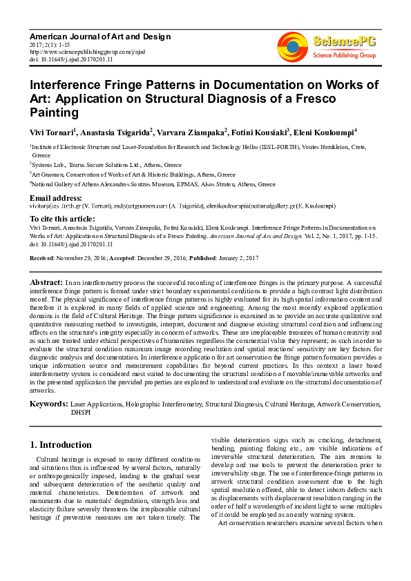 Pdf 1 15 Interference Fringe Patterns In Documentation On Works Of Art Application On