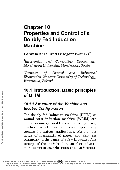 (PDF) Chapter 10 Properties and Control of a Doubly Fed Induction Machine