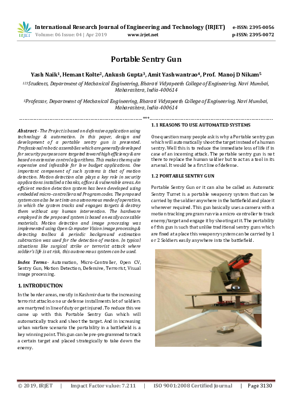 (PDF) Portable Sentry Gun