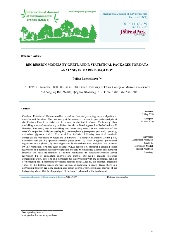 PDF Regression Models By Gretl And R Statistical Packages For Data PDF Regression Models By Gretl And R Statistical Packages For Data