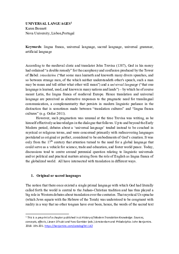 (PDF) UNIVERSAL LANGUAGES