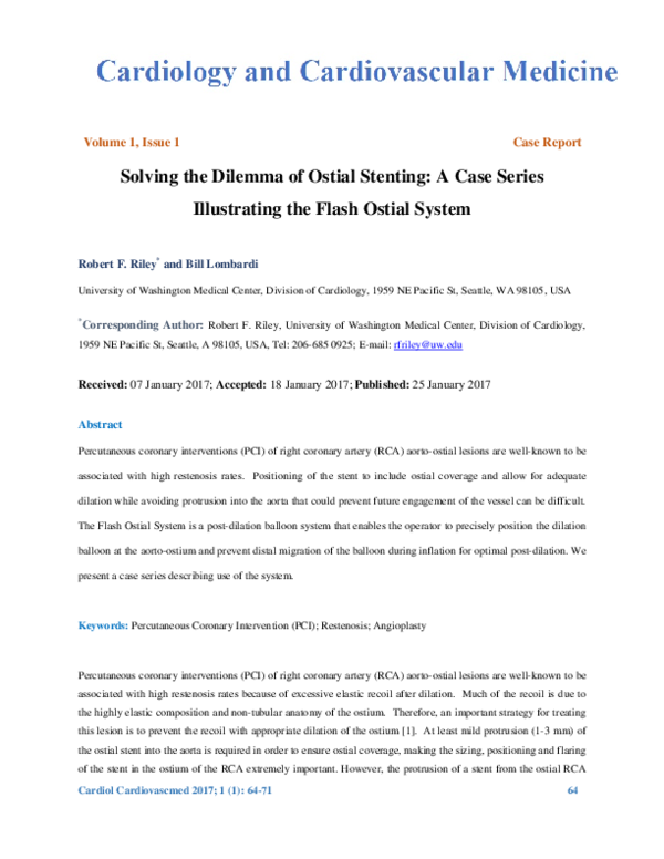 (PDF) Solving the dilemma of ostial stenting a case series illustrating ...
