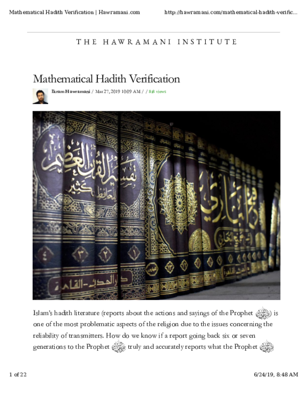 (PDF) Mathematical Hadith Verification