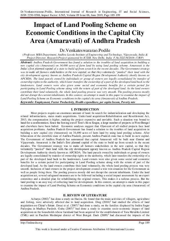 (PDF) Impact of Land Pooling Scheme on Economic Conditions in the ...