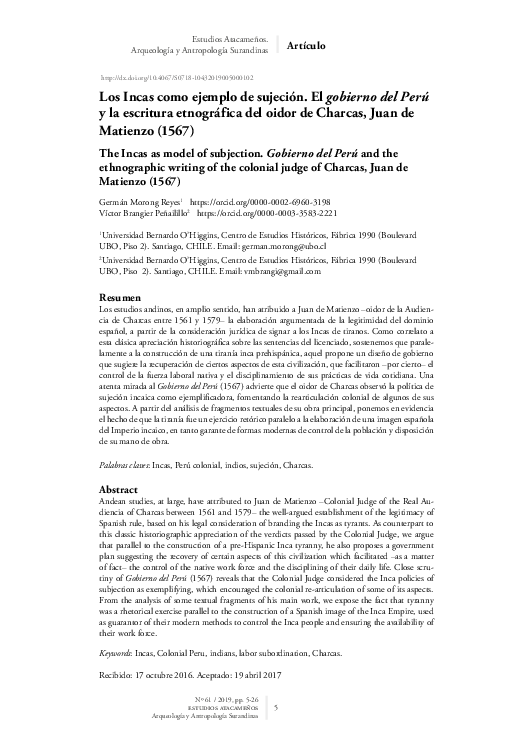 (PDF) Los Incas como ejemplo de sujecion. El gobierno del Perú y la ...