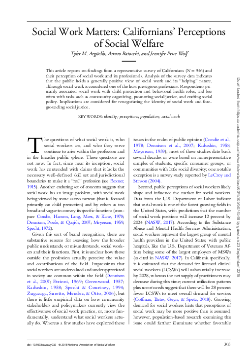 (PDF) Social Work Matters: Californians' Perceptions of Social Welfare