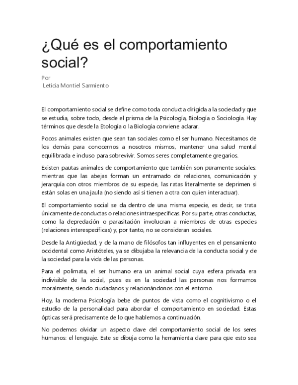 (DOC) Qué es el comportamiento social