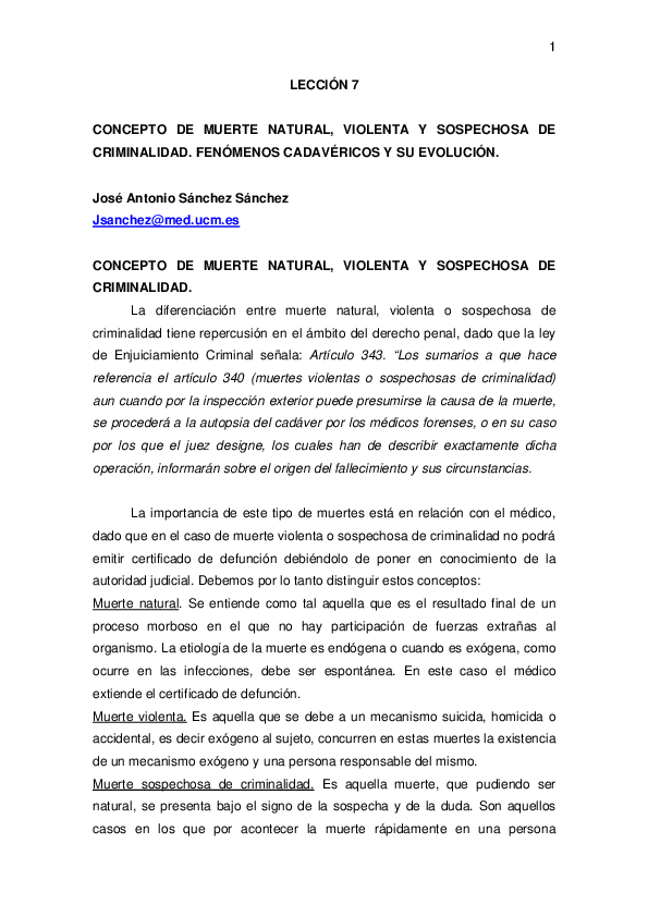 (PDF) LECCIÓN 7 CONCEPTO DE MUERTE NATURAL, VIOLENTA Y SOSPECHOSA DE CRIMINALIDAD. FENÓMENOS ...