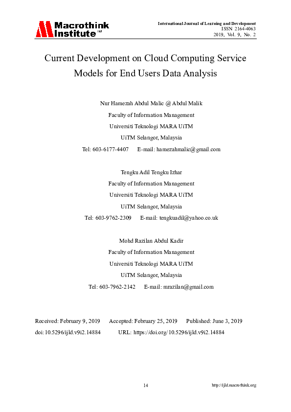 (PDF) Current Development on Cloud Computing Service Models for End ...