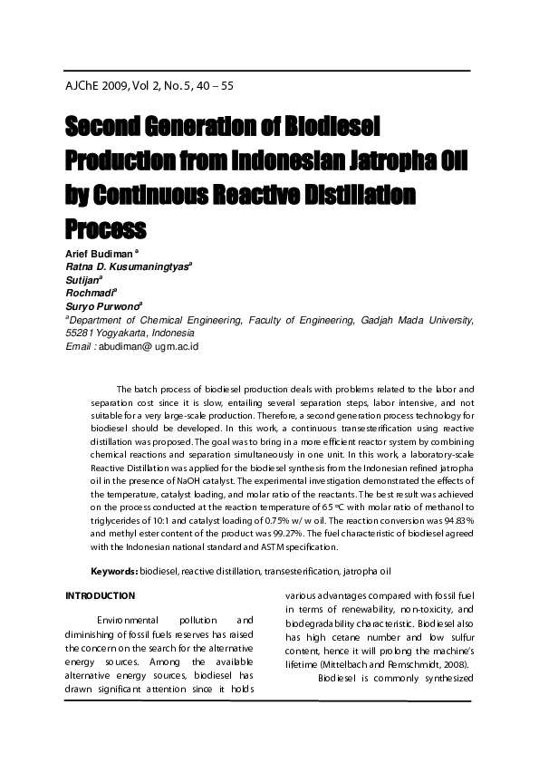 (PDF) Second Generation of Biodiesel Production from Indonesian ...