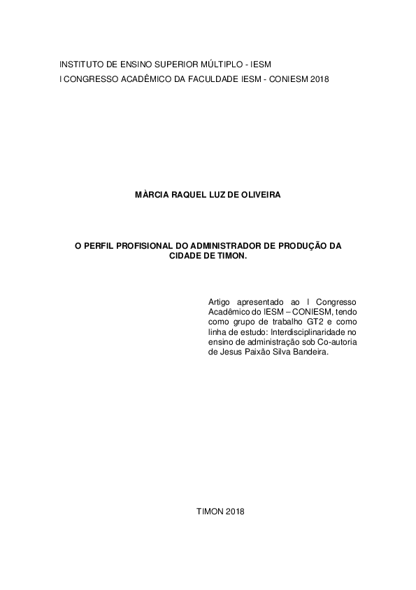 (PDF) INSTITUTO DE ENSINO SUPERIOR MÚLTIPLO -IESM I CONGRESSO ACADÊMICO ...